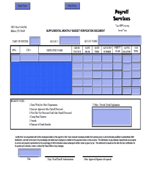 Fillable Online BVD Supplement form - Texas AM UniversityCentral Texas ...