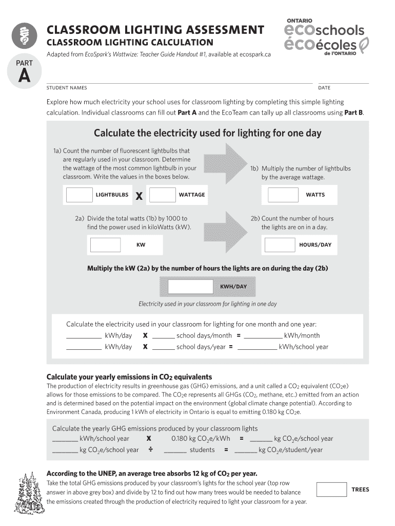 Fillable Online classroom lighting assessment Fax Email Print - pdfFiller