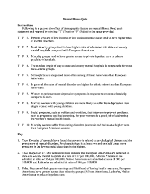 Fillable Online Mental Illness Quiz Fax Email Print - pdfFiller