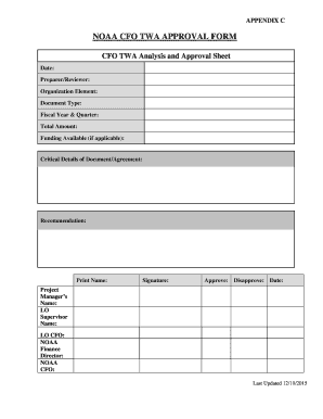 Fillable Online corporateservices noaa NOAA CFO TWA APPROVAL FORM Fax ...