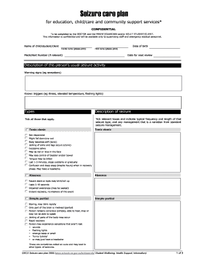 Fillable Online Seizure care plan - Department for Education and Child ...