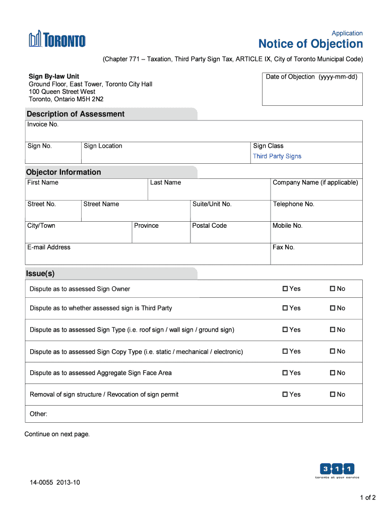 Fillable Online Notice of Objection Application Fax Email Print - pdfFiller