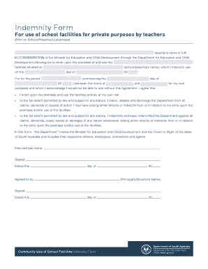 Fillable Online Indemnity Form - decdsagovau Fax Email Print - pdfFiller