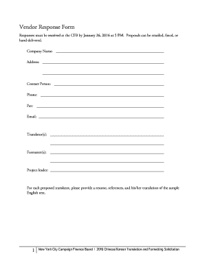 Fillable Online Vendor Response Form - nyccfbinfo Fax Email Print ...