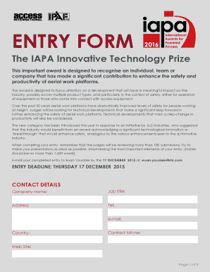 Fillable Online The IAPA Innovative Technology Prize - KHL Fax Email ...