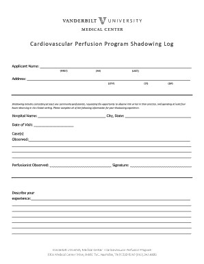 Fillable Online mc vanderbilt Cardiovascular Perfusion Program ...