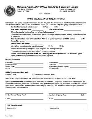 Fillable Online BASIC EQUIVALENCY REQUEST FORM Fax Email Print - pdfFiller