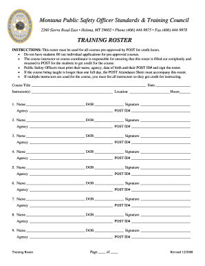 Fillable Online Training Roster Fax Email Print - pdfFiller