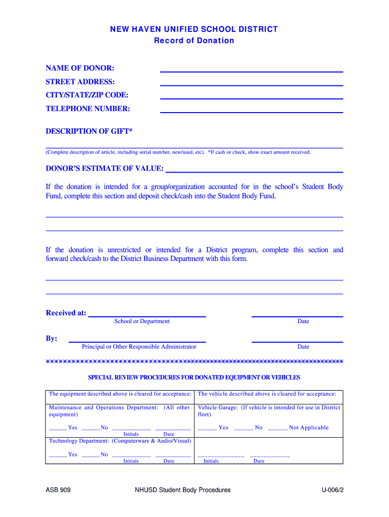 Fillable Online nhusd k12 ca NEW HAVEN UNIFIED SCHOOL DISTRICT Record ...