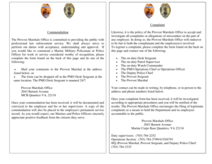 Fillable Online Complaint Commendation - Marine Corps Base Quantico Fax ...