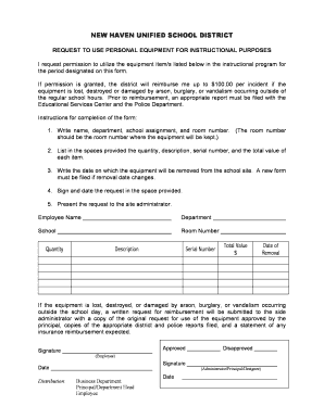 Fillable Online nhusd k12 ca REQUEST TO USE PERSONAL EQUIPMENT FOR ...