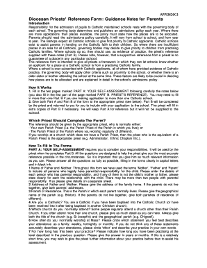 Fillable Online APPENDIX 3 Diocesan Priests Reference Form Guidance ...