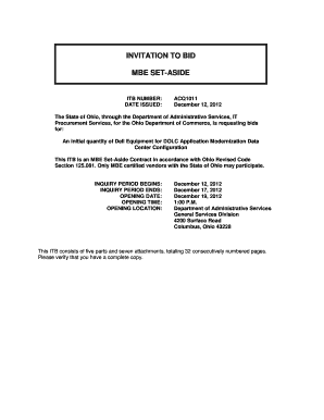 Fillable Online procure ohio INVITATION TO BID MBE SET-ASIDE ...