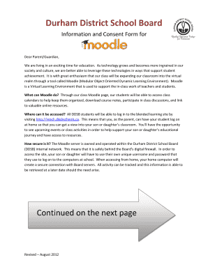 Fillable Online Durham District School Board Information and Consent Form for Dear Parent ...