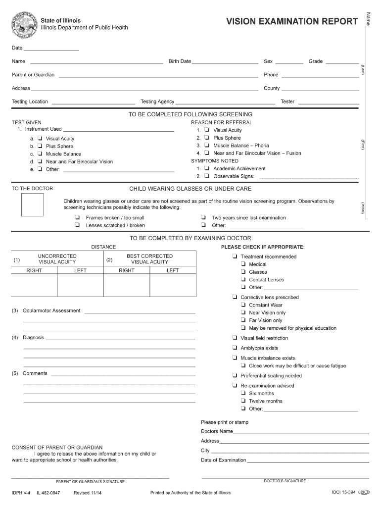 Fillable Online Vision Exam Report - Illinois Department of Public ...