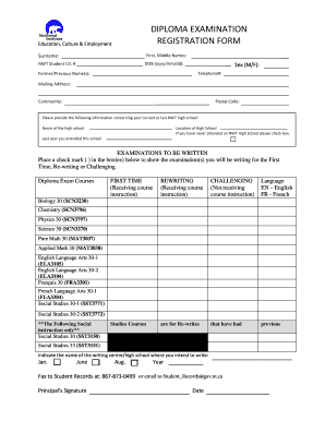 Fillable Online DIPLOMA EXAMINATION Education Culture Employment Fax ...
