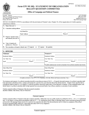 Fillable Online Form CPF 101 BQ STATEMENT OF ORGANIZATION Fax Email Print - pdfFiller