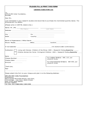 Fillable Online childlineindia org PLEASE FILL PRINT THIS FORM ...