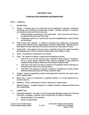 Fillable Online SECTION 013200 - CONSTRUCTION PROGRESS DOCUMENTATION CONSTRUCTION PROGRESS ...