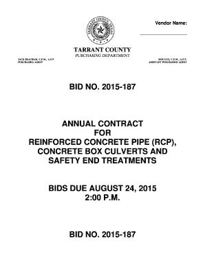 Fillable Online REINFORCED CONCRETE PIPE (RCP), Fax Email Print - pdfFiller