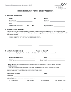 Fillable Online Financial Information Systems FIS SECURITY REQUEST FORM ...