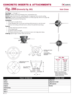 Fillable Online CONCRETE INSERTS ATTACHMENTS - Anvil International Fax ...