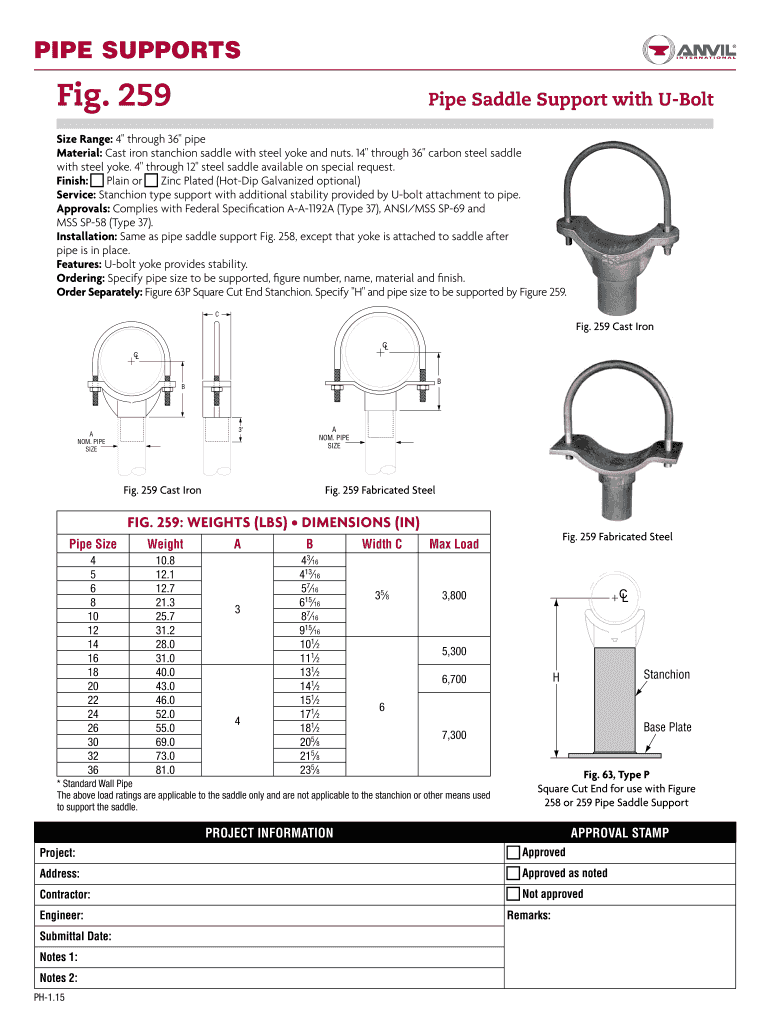 Fillable Online PIPE SUPPORTS - Anvil International Fax Email Print ...