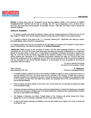 Fillable Online gcl AGM NOTICE NOTICE ORDINARY BUSINESS Ordinary ...
