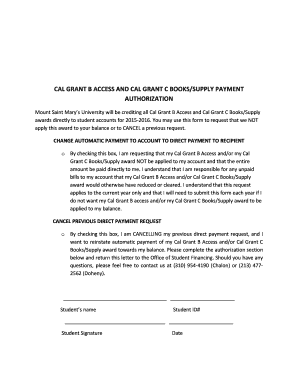 Fillable Online CAL GRANT B ACCESS AND CAL GRANT C BOOKSSUPPLY PAYMENT ...