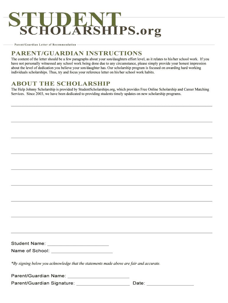 Fillable Online images studentscholarships ParentGuardian Letter of ...