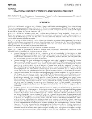Fillable Online FORM 1C5 COLLATERAL ASSIGNMENT OF FACTORING CREDIT Fax ...