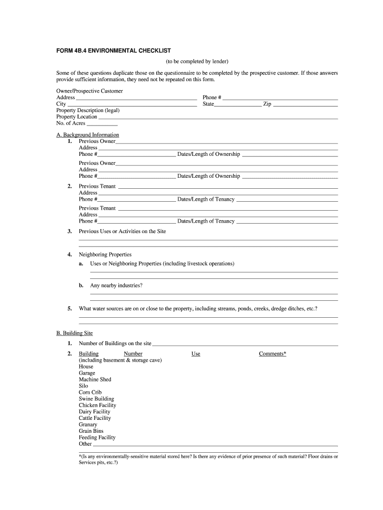 Fillable Online FORM 4B4 ENVIRONMENTAL CHECKLIST Fax Email Print ...