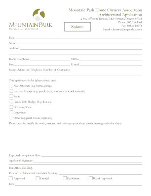 Fillable Online Architectural Committee Application - Mountain Park Fax Email Print - pdfFiller