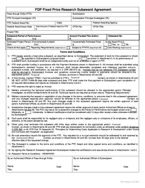 Fillable Online FDP Subaward Agreement - oaklandedu Fax Email Print - pdfFiller