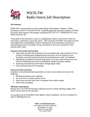 Fillable Online radio station intern job description - Dj Contract ...