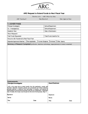 Fillable Online www1 southern ARC Tracking Date Received Date Approval ...