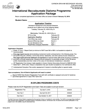 Fillable Online IB Diploma Programme Application Form - sd44ca Fax Email Print - pdfFiller