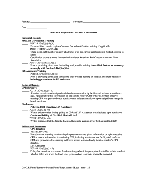 Fillable Online New ALR Regulations Checklist 11012008 Fax Email Print ...