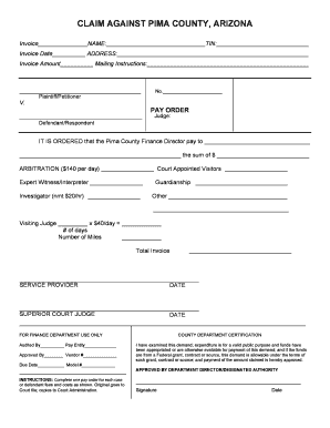 Fillable Online sc pima CLAIM AGAINST PIMA COUNTY ARIZONA Fax Email ...