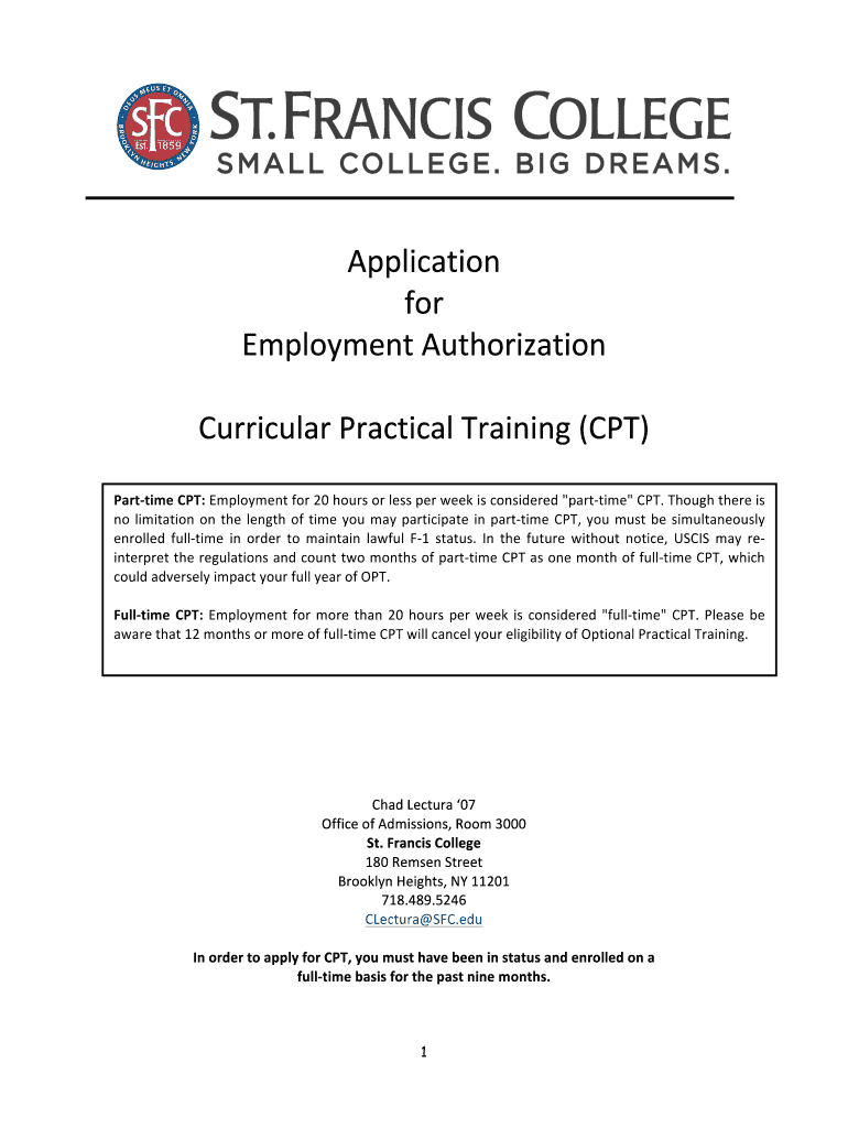 Fillable Online CPT Application Form 20161doc Fax Email Print - pdfFiller