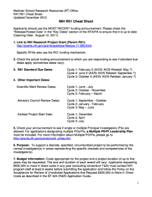 Fillable Online NIH R01 Cheat Sheet Fax Email Print - pdfFiller