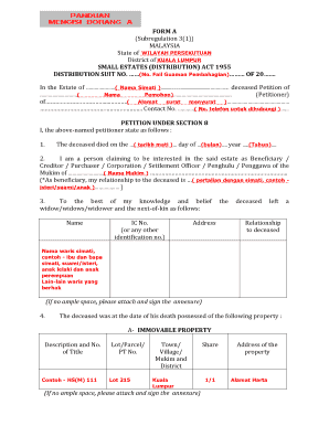 Fillable Online FORM A - bkptggovmyb Fax Email Print - pdfFiller