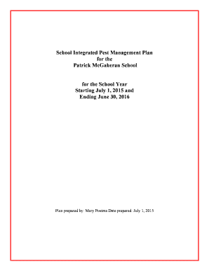 Fillable Online School Integrated Pest Management Plan for the Patrick ...