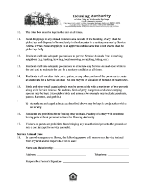 Fillable Online Service Animal Agreement - bcshausb Fax Email Print ...