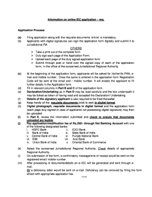 Fillable Online Information on online IEC application reg Fax Email ...