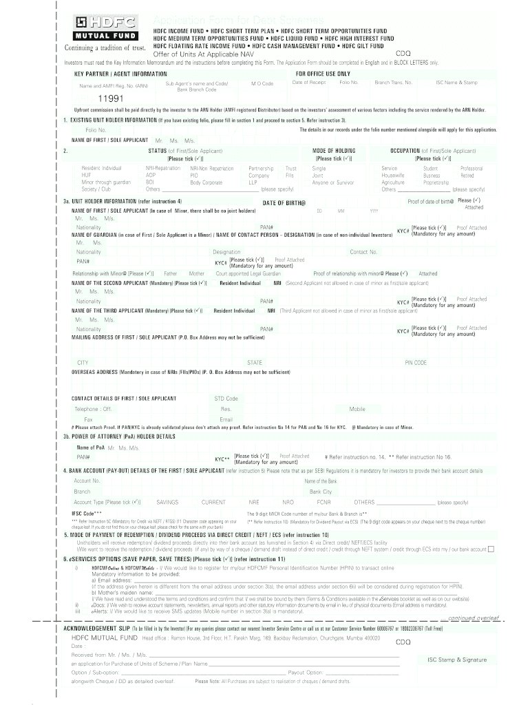 Fillable Online Application Form for Debt Schemes - Samit Jhaveri Fax Email Print - pdfFiller