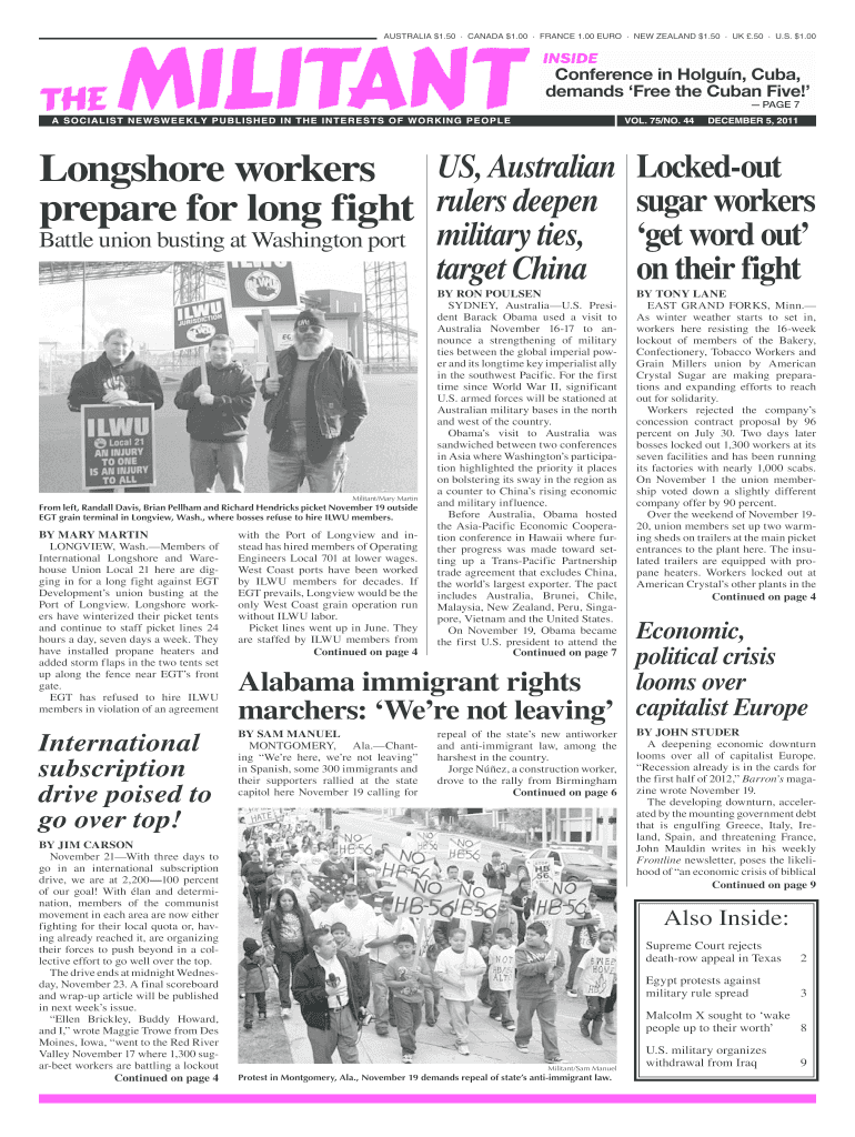 Fillable Online Longshore workers US Australian prepare for long fight ...