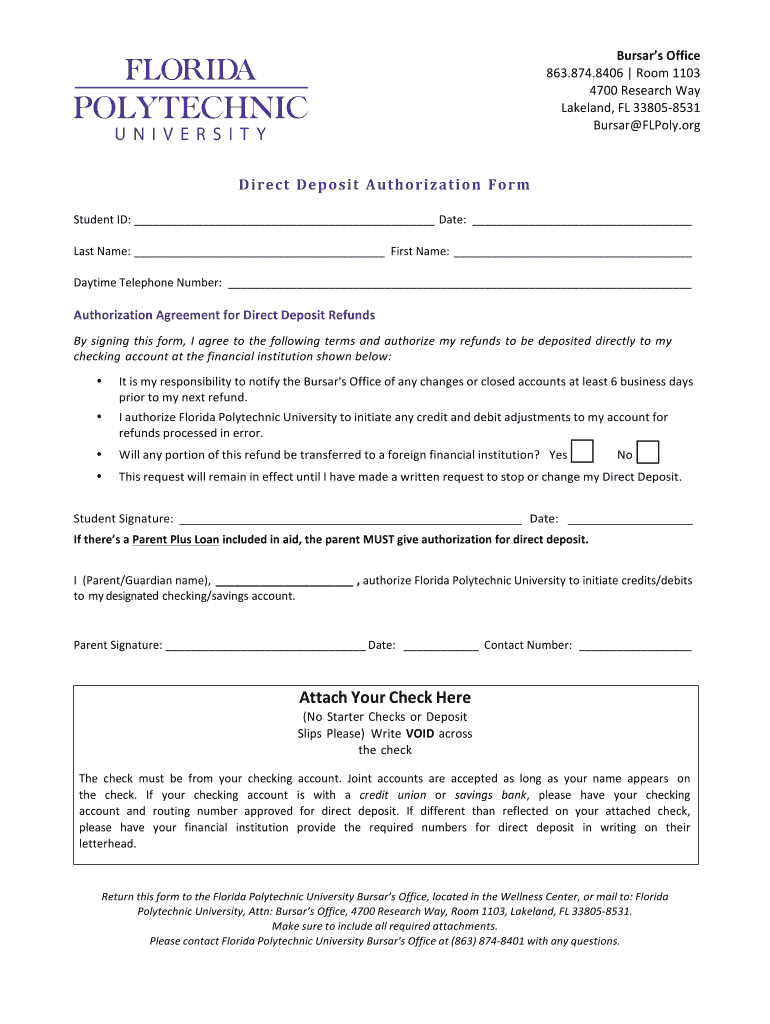 Fillable Online 15 1105 Direct Deposit Authorization Form-formatted Fax ...