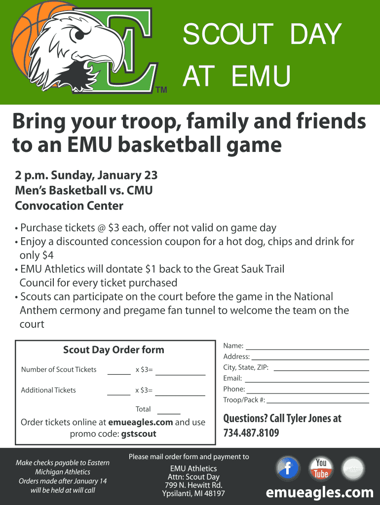 Fillable Online Scout day at emu - emueaglescom Fax Email Print - pdfFiller