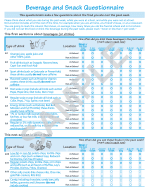 Fillable Online Beverage and Snack Questionnaire Fax Email Print ...
